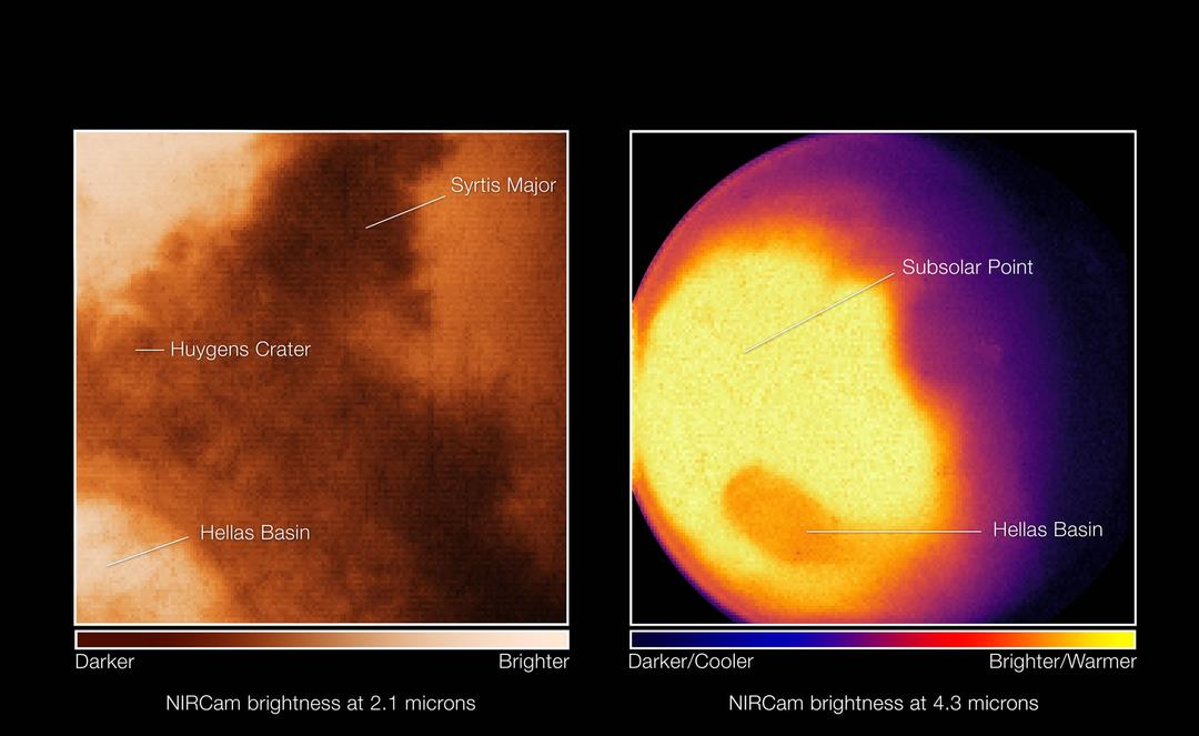 Premiers regards du télescope spatial James-Webb sur notre voisine Mars