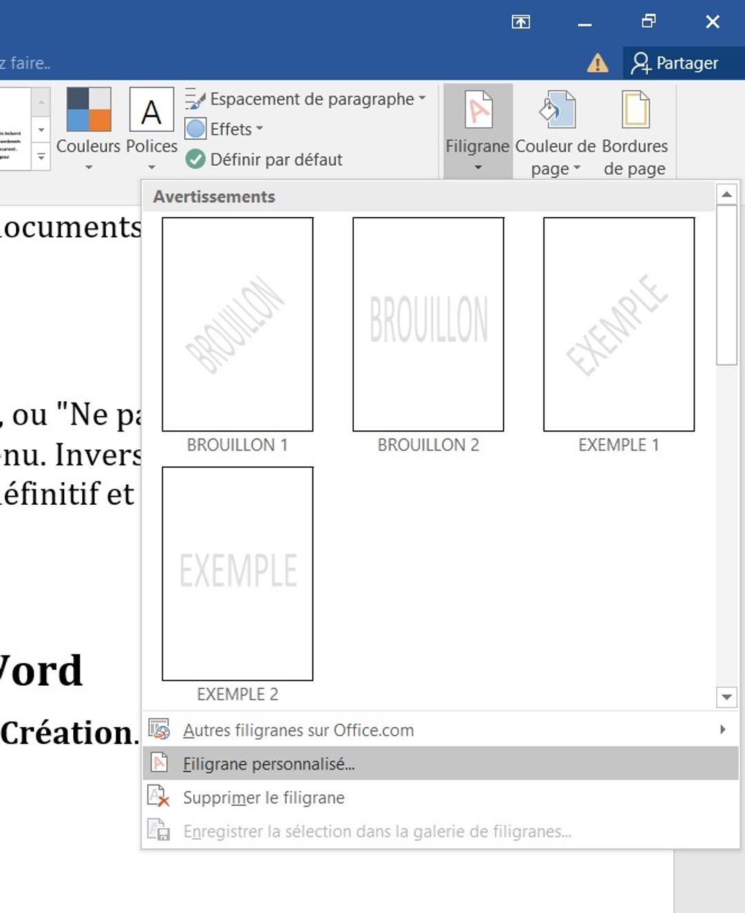 Comment insérer un filigrane dans un document Word