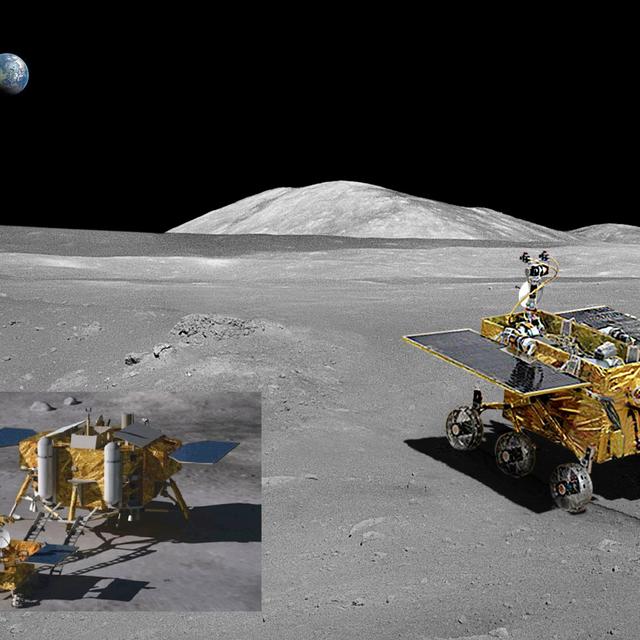 Chang'e 3 et le rover Yutu sont sur la Lune